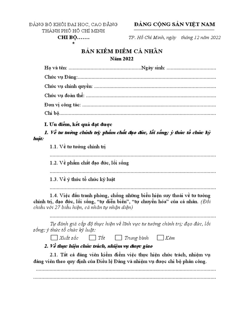 Ban Kiem Diem Ca Nhan | PDF