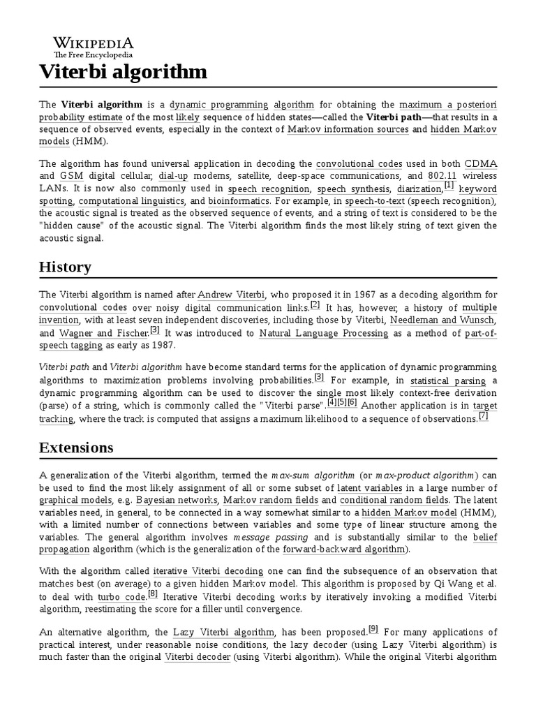 Viterbi Algorithm | PDF | Applied Mathematics | Computer Science