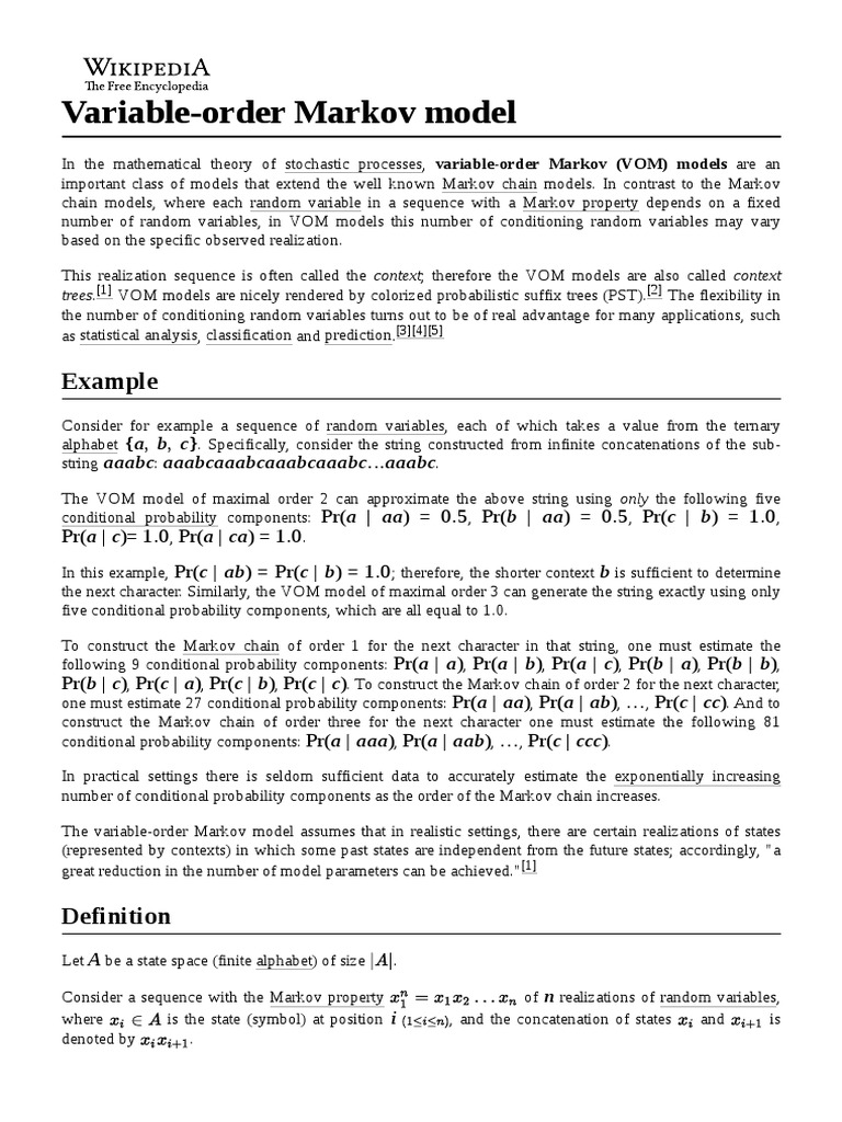 Variable-Order Markov Model | PDF | Applied Mathematics | Statistical Theory