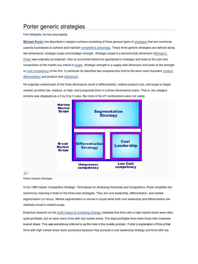 Cost Leadership Porter Generic Strategies | PDF | Strategic Management ...