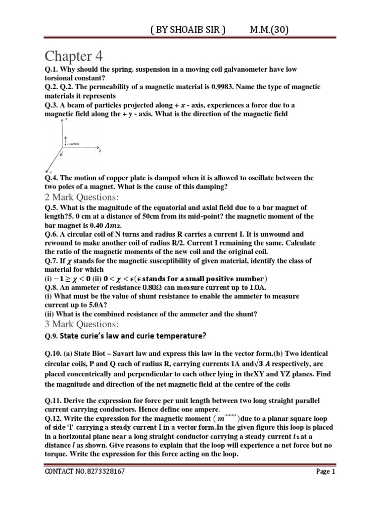 Moving Charges and Magnetism | PDF | Magnet | Magnetism