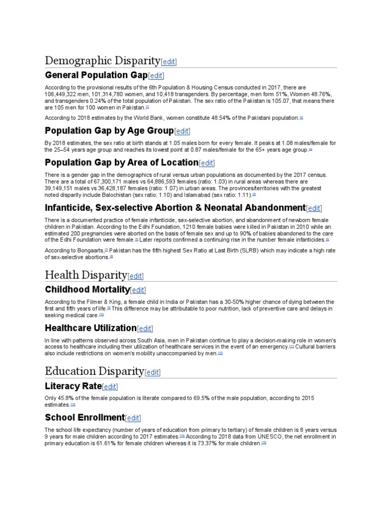 Gender Disparities in Pakistan's Demographics | PDF | Gender | Gender ...