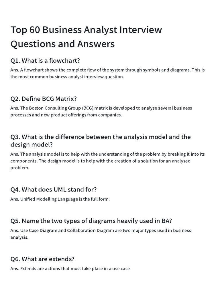 Top 60 Business Analyst Interview Questions and Answers | PDF | Agile Software Development ...