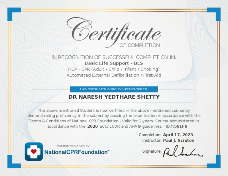 BLS Certificate-18 April 2023-18 April 2025 | PDF