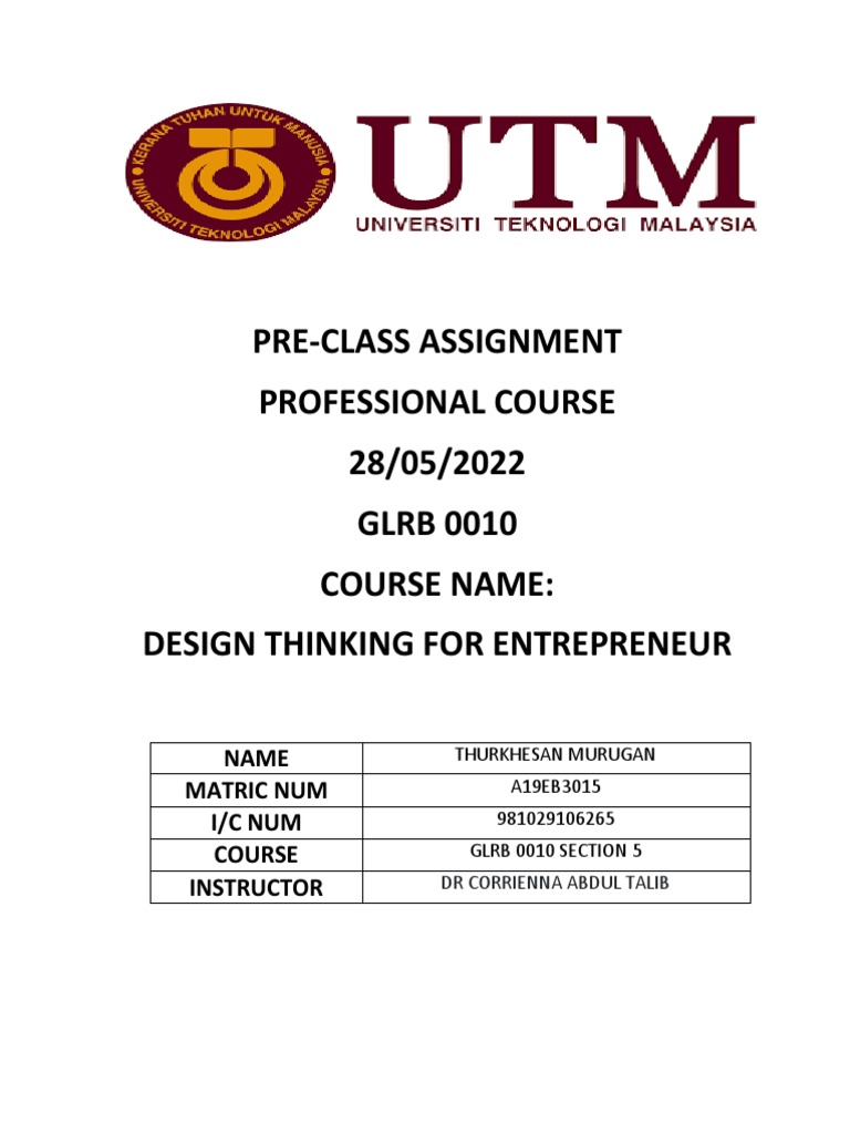 Pre Assignment Thurkhesan | PDF | Design Thinking | Thought