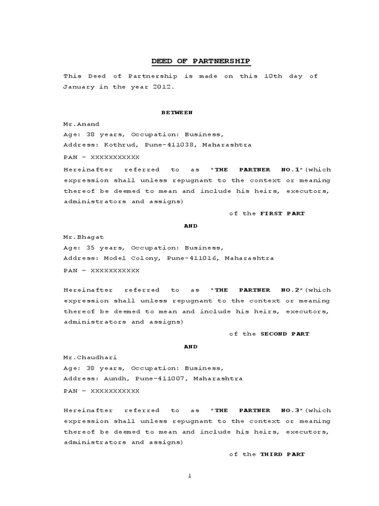 Deed of Partnership | PDF | Arbitration | Partnership