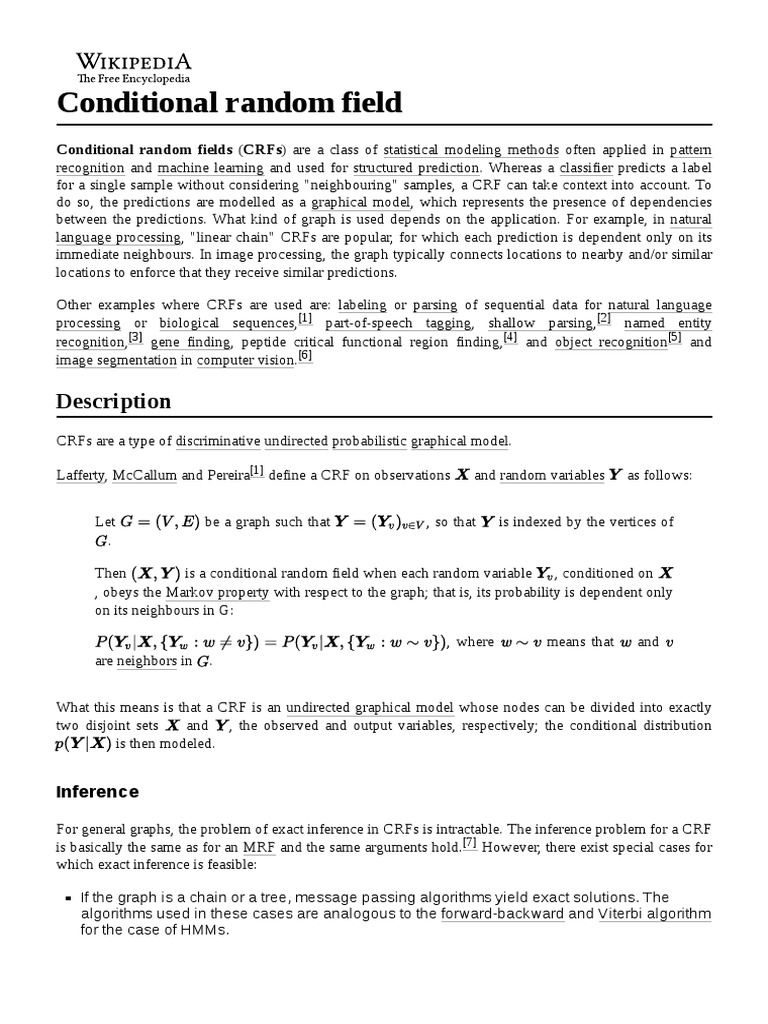 Conditional Random Field | PDF | Computational Neuroscience | Applied Mathematics