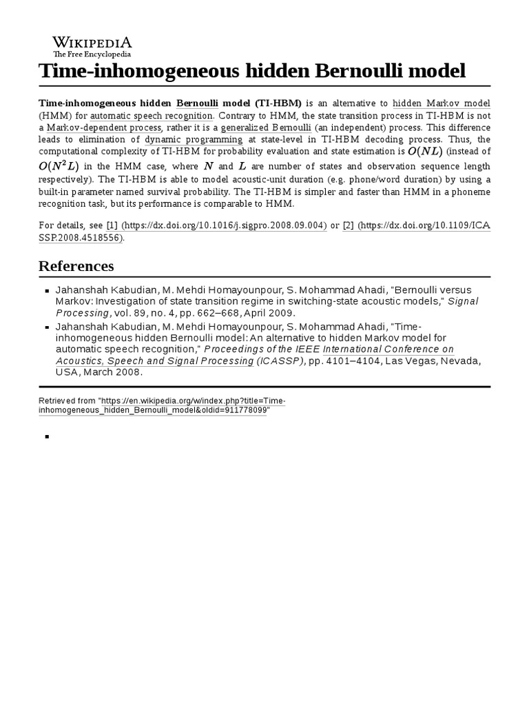 Time Inhomogeneous Hidden Bernoulli Model Pdf