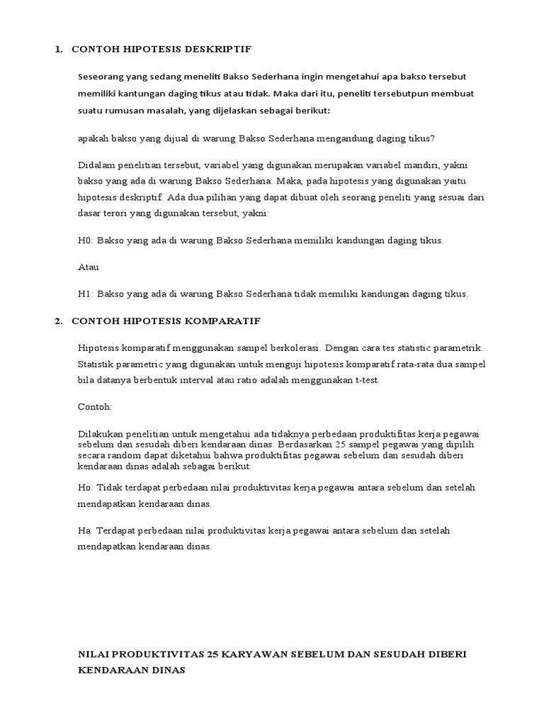 Hipotesis Deskriptif | PDF