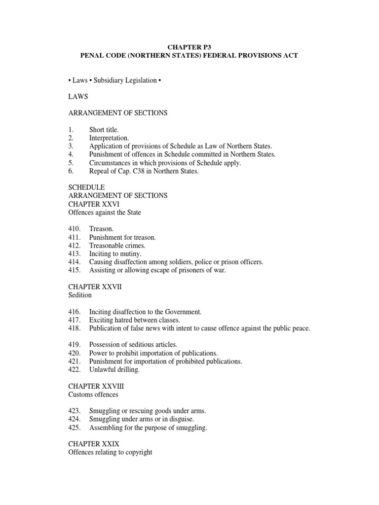 Northern States Penal Code Overview | PDF | Treason | Mail