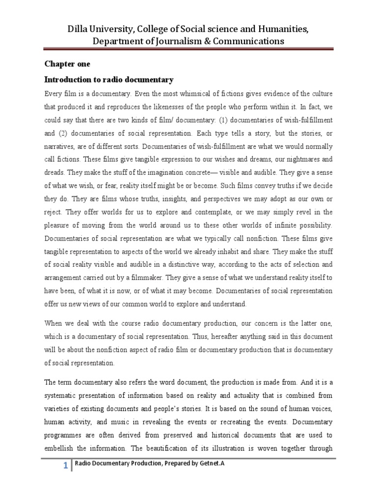 Radio Documentary Production | PDF