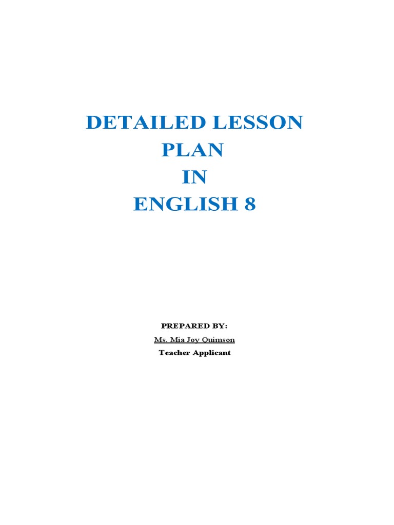 Detailed Lesson Plan For Demo Teaching | PDF | Experience