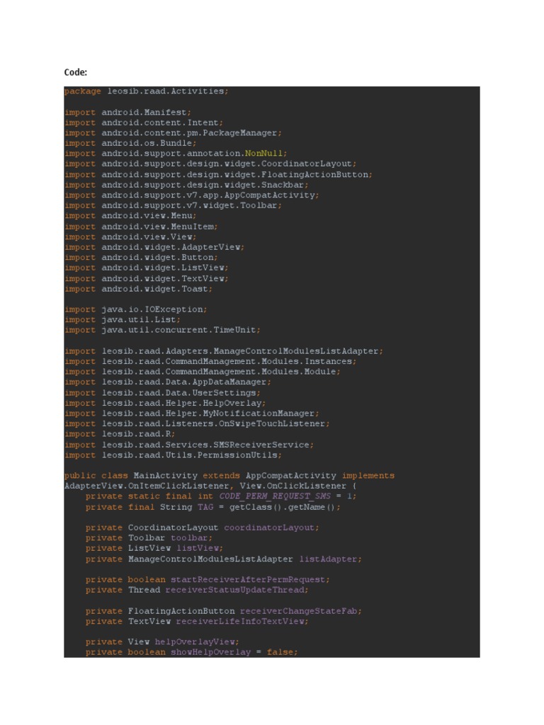 MainActivity Java | PDF | Android (Operating System) | System Software