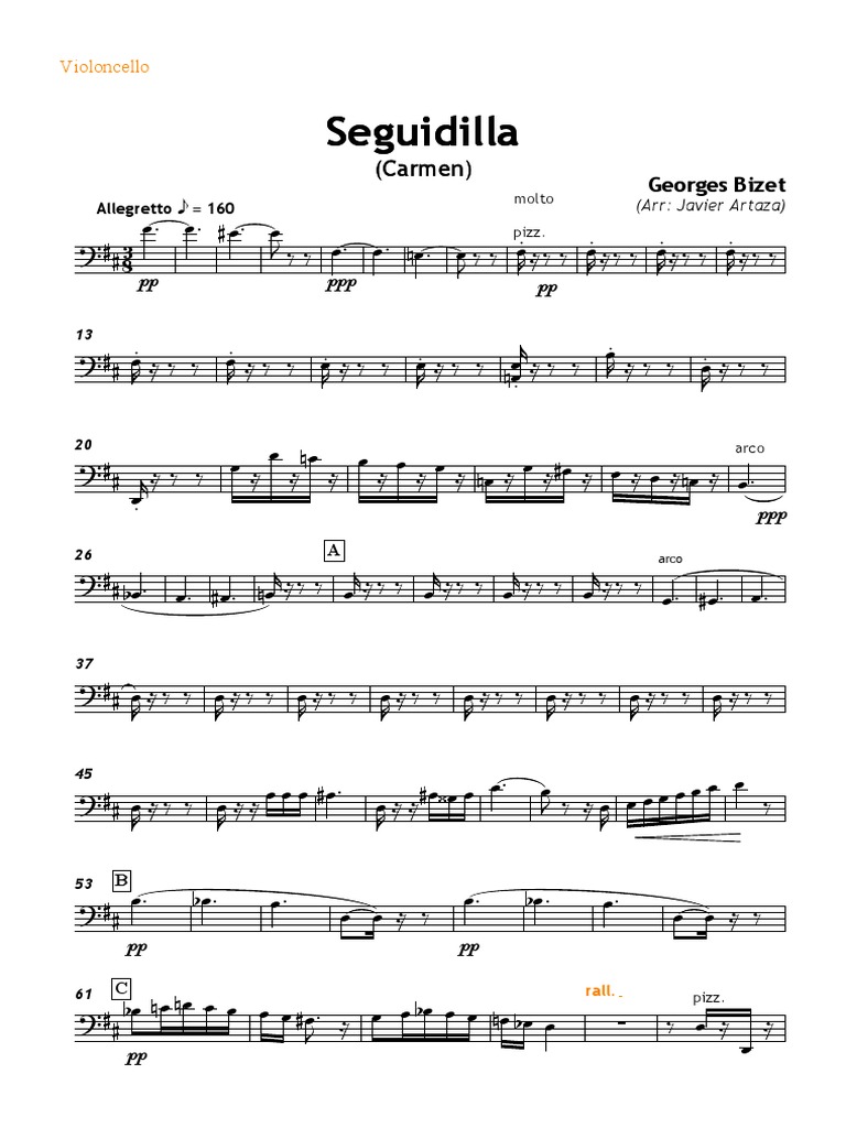 Bizet - Seguidilla - 06 - Violoncello | PDF