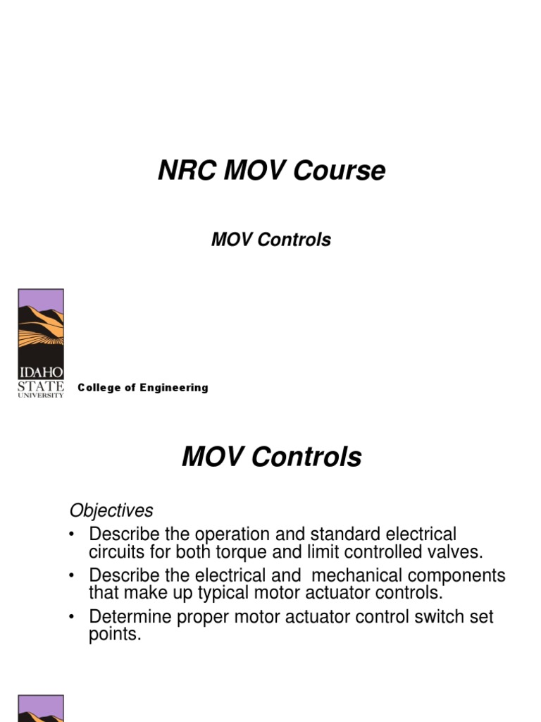 MOV Valve Control Systems Overview | PDF | Electric Motor | Valve