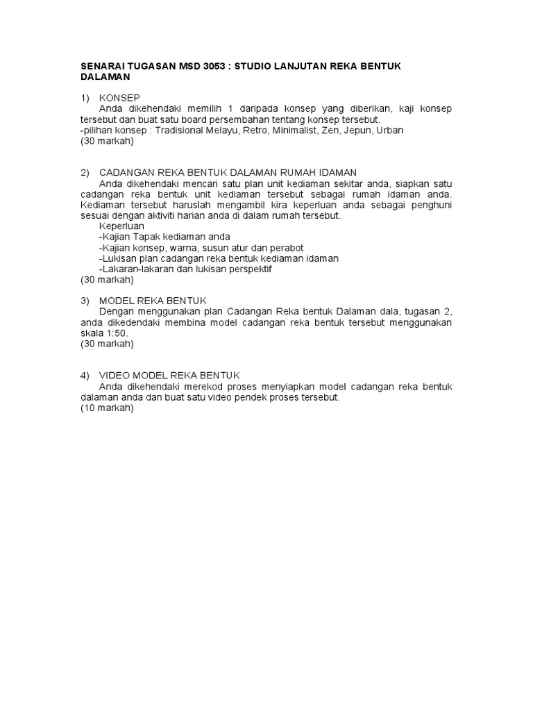 Senarai Tugasan MSD 3053 | PDF