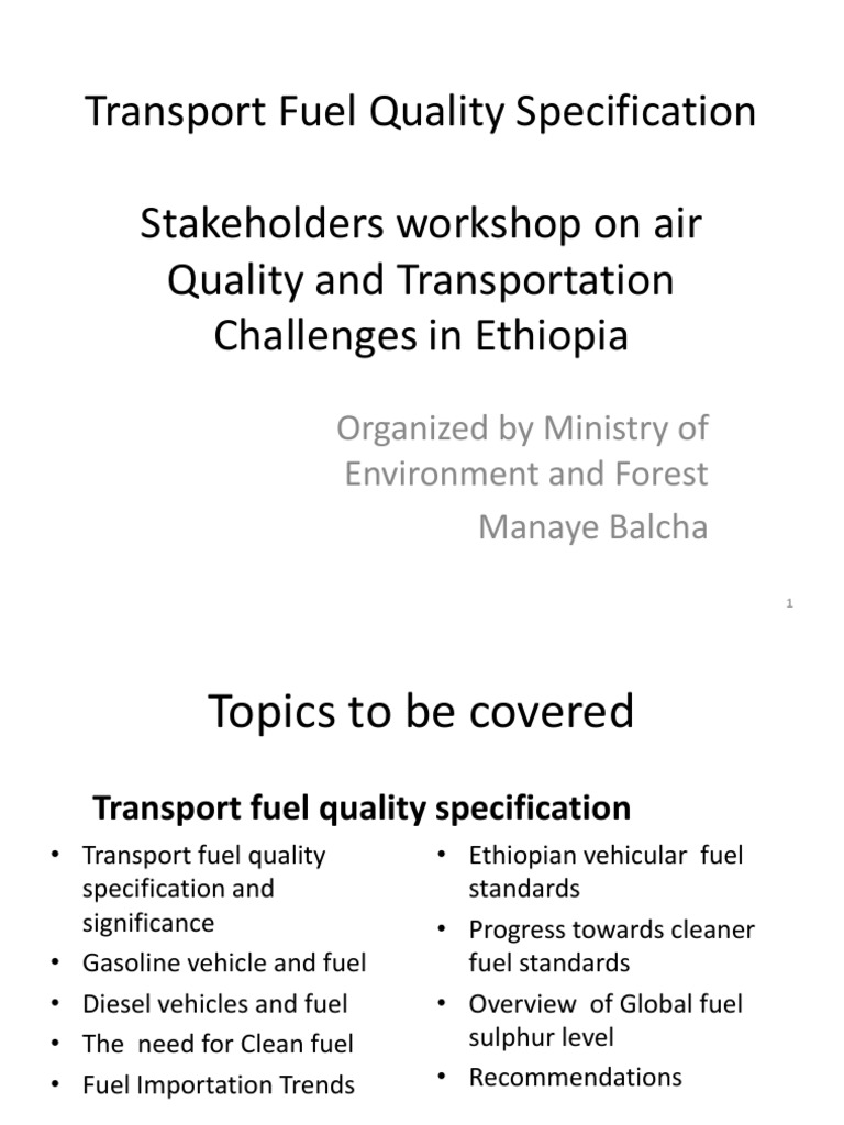 Ethiopia's Transport Fuel Quality Standards | PDF | Exhaust Gas | N Ox