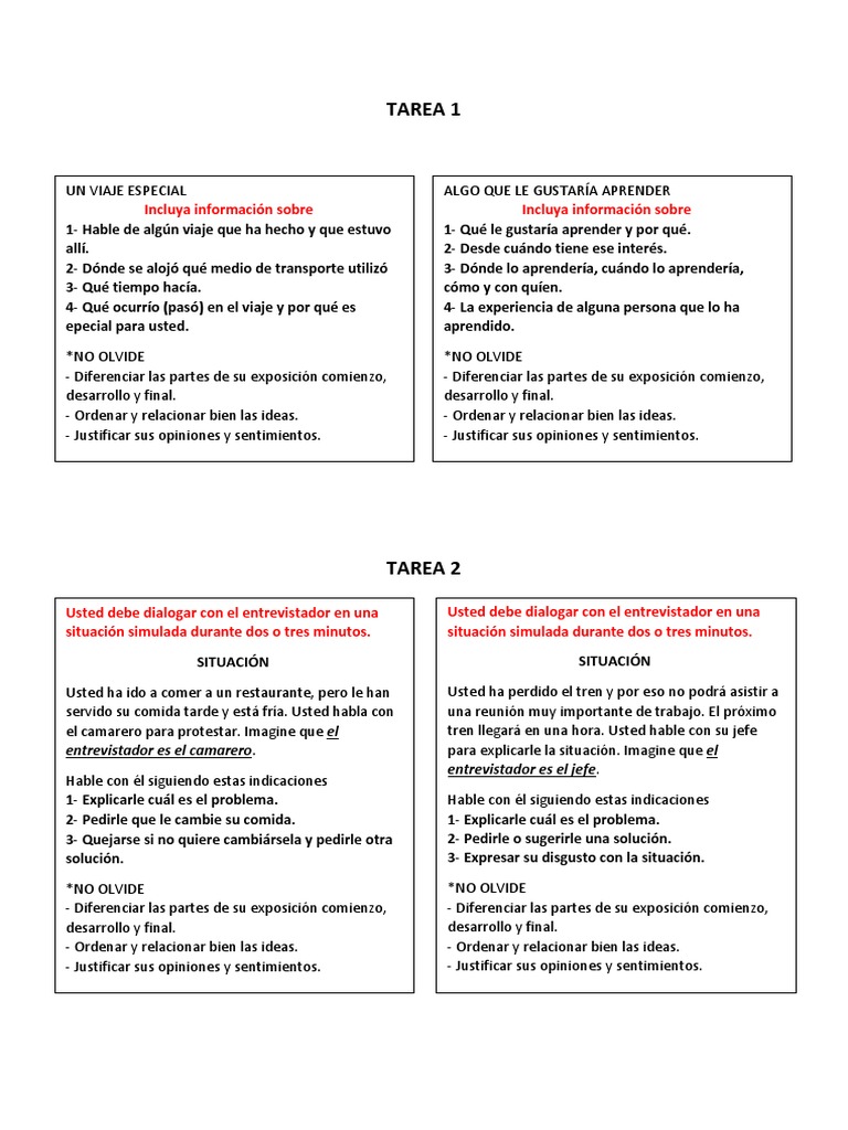 Examen Oral Del Español B | PDF
