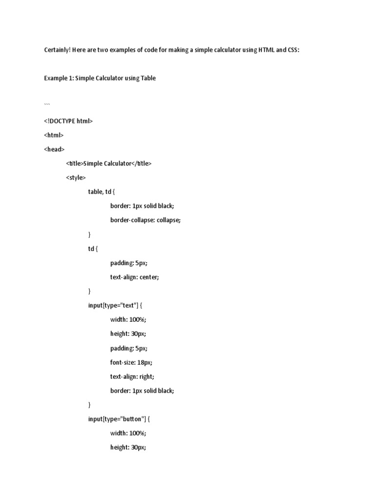 HTML Calculator | PDF | Computing | Software Engineering