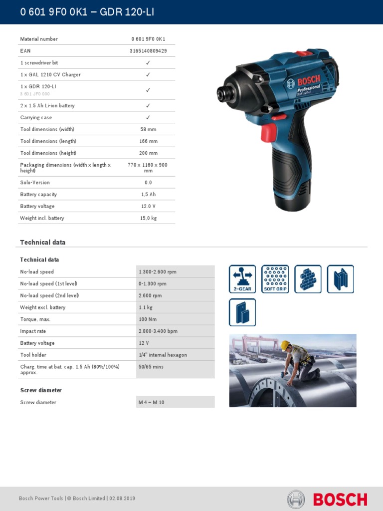 Bosch-Impact-Wrench-Gdr-120-Li Data | PDF