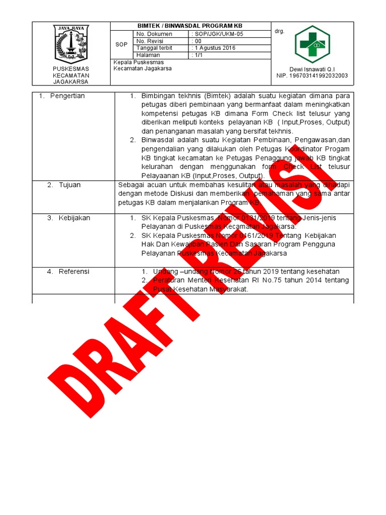Sop Bimtek Program KB | PDF