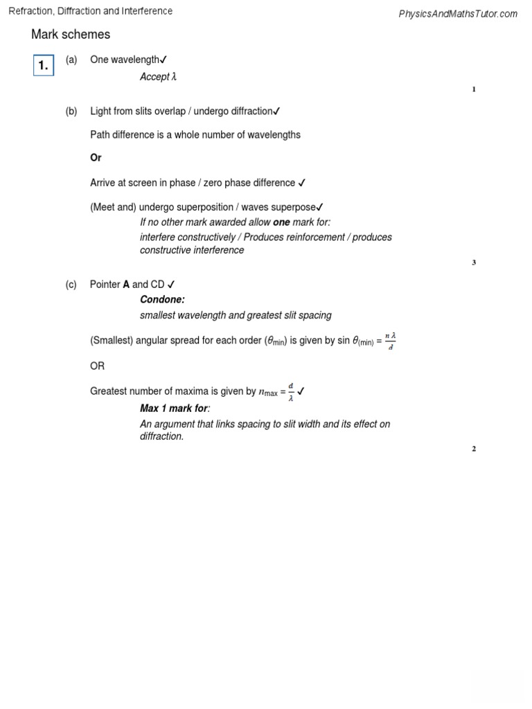 3.2. Refraction, Diffraction and Interference MS | PDF | Dispersion ...
