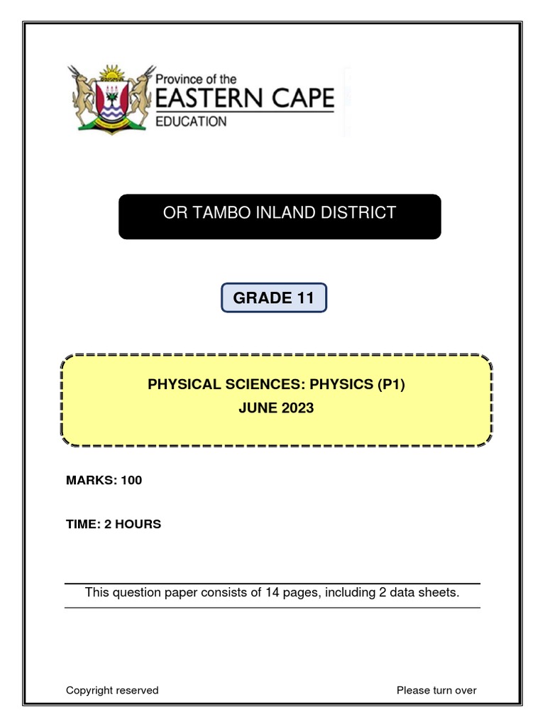 Physical Sciences P1 Grade 11 June-2023 - 230602 - 065145 | PDF | Force ...