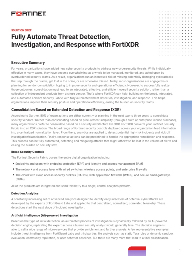 SB Fully Automate Threat Detection Investigation Response Fortixdr | PDF | Security | Computer ...