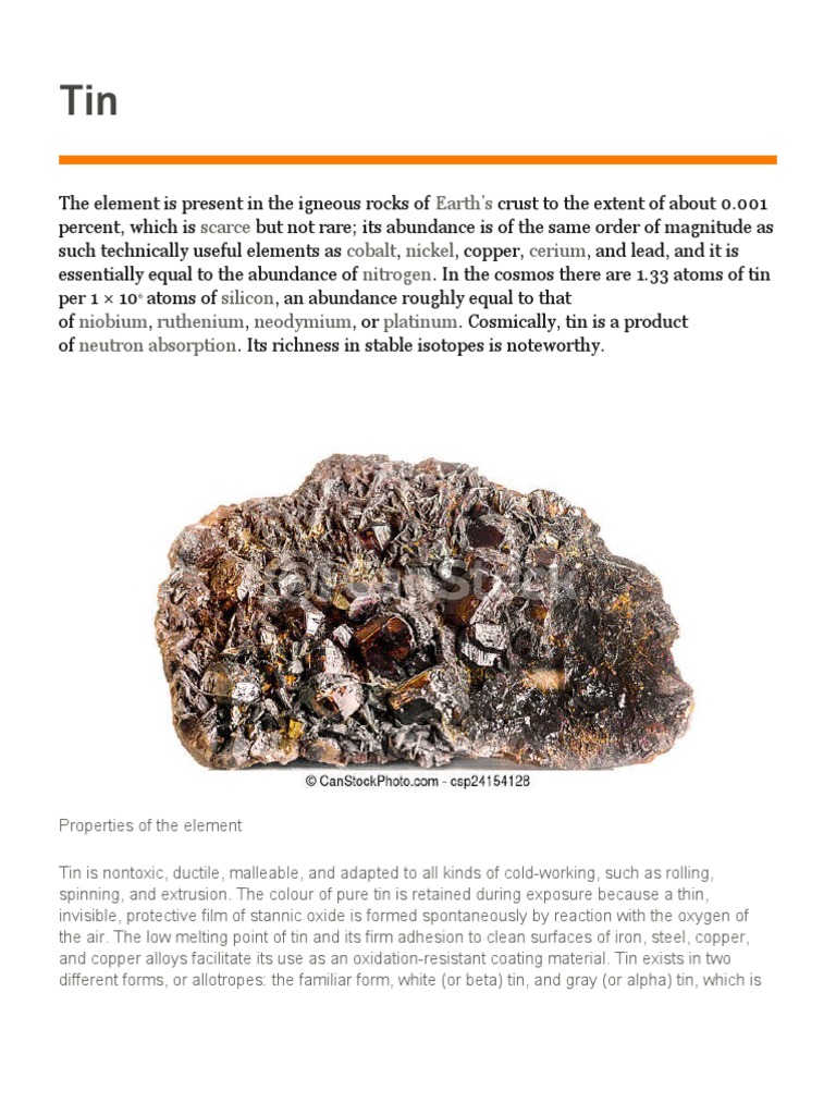 Tin T1 | PDF | Tin | Metals