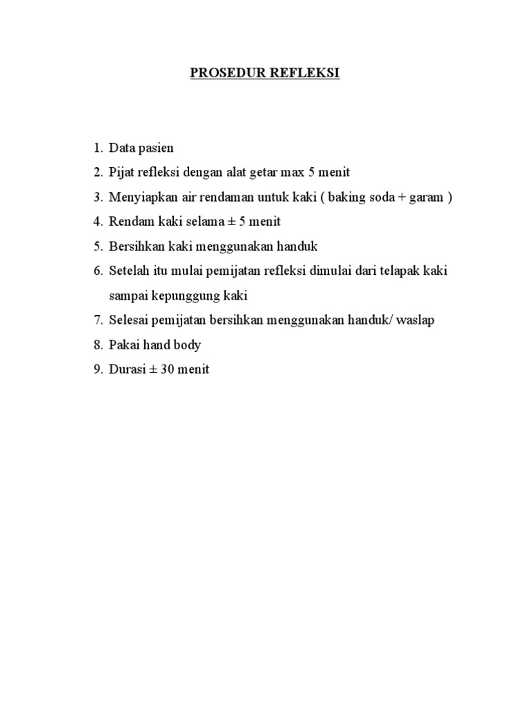 PROSEDUR REFLEKSI Dan SPA | PDF