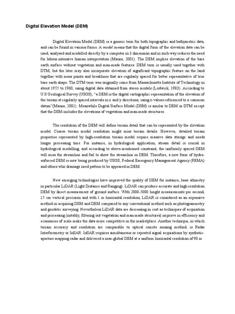 Digital Elevation Model | PDF | Lidar | Interpolation