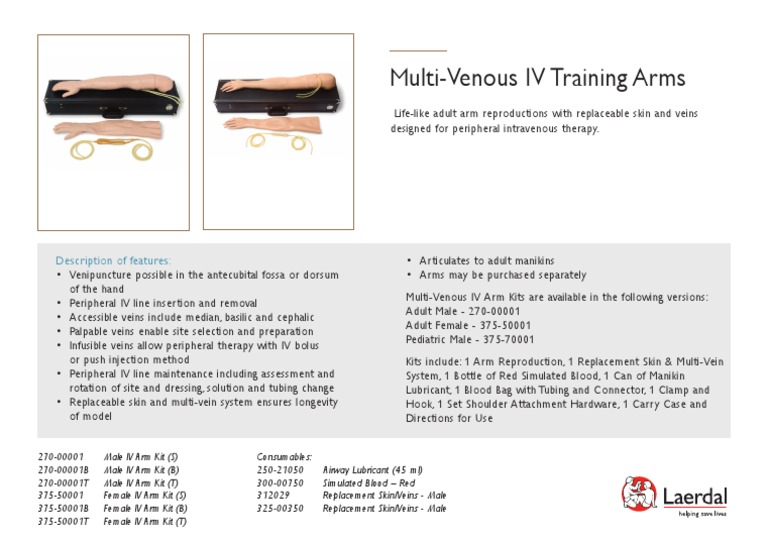1.IV Arm Trainer-Multivein Arm-Adult (270-00001) - Catalogue | PDF