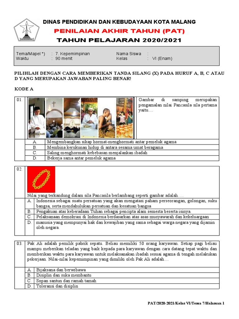 Soal PAT 6.7-Edit | PDF