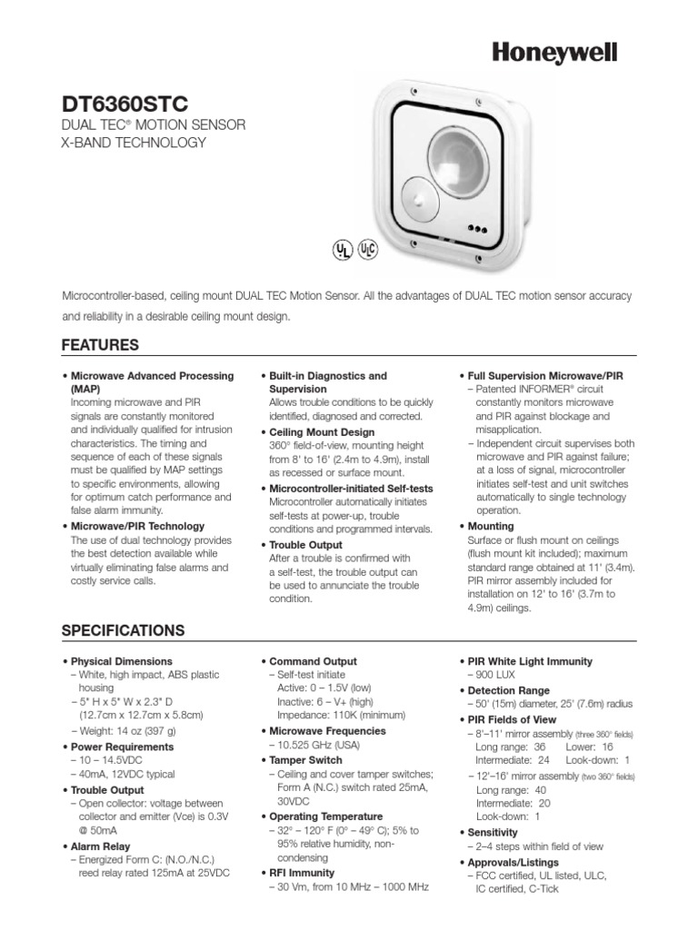Honeywell DT6360STC | PDF | Sensor | Electromagnetism