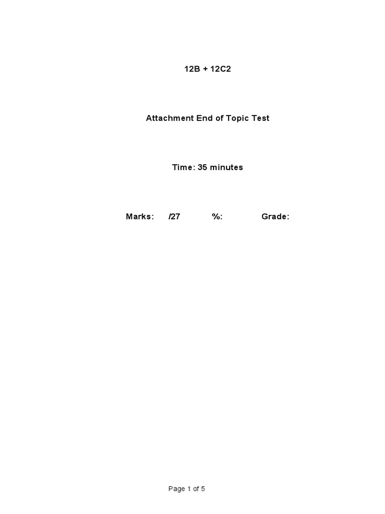 12C2 - B Attachment End of Topic Test | PDF | Attachment Theory | Human ...