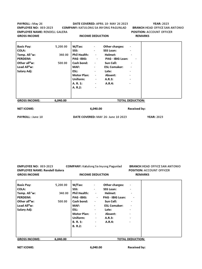 Payslip Account | Download Free PDF | Payroll Tax | Paycheck