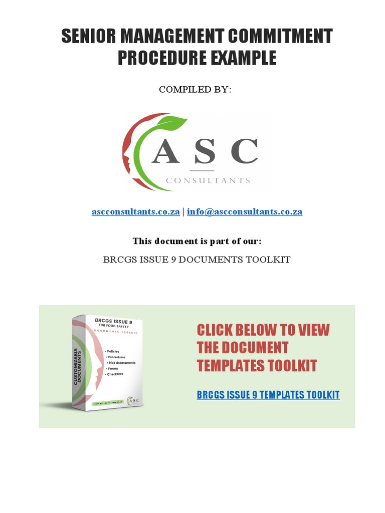 Senior Management Commitment Guide | PDF | Food Safety | Hazard Analysis And Critical Control Points