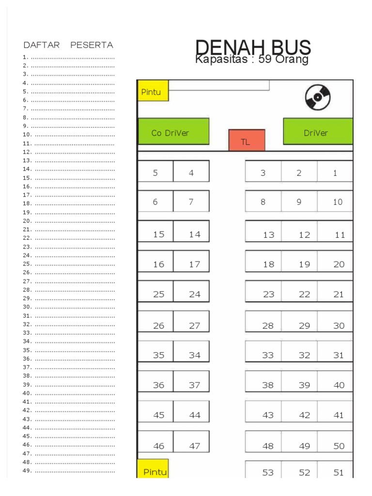 Denah Tempat Duduk Bus | PDF