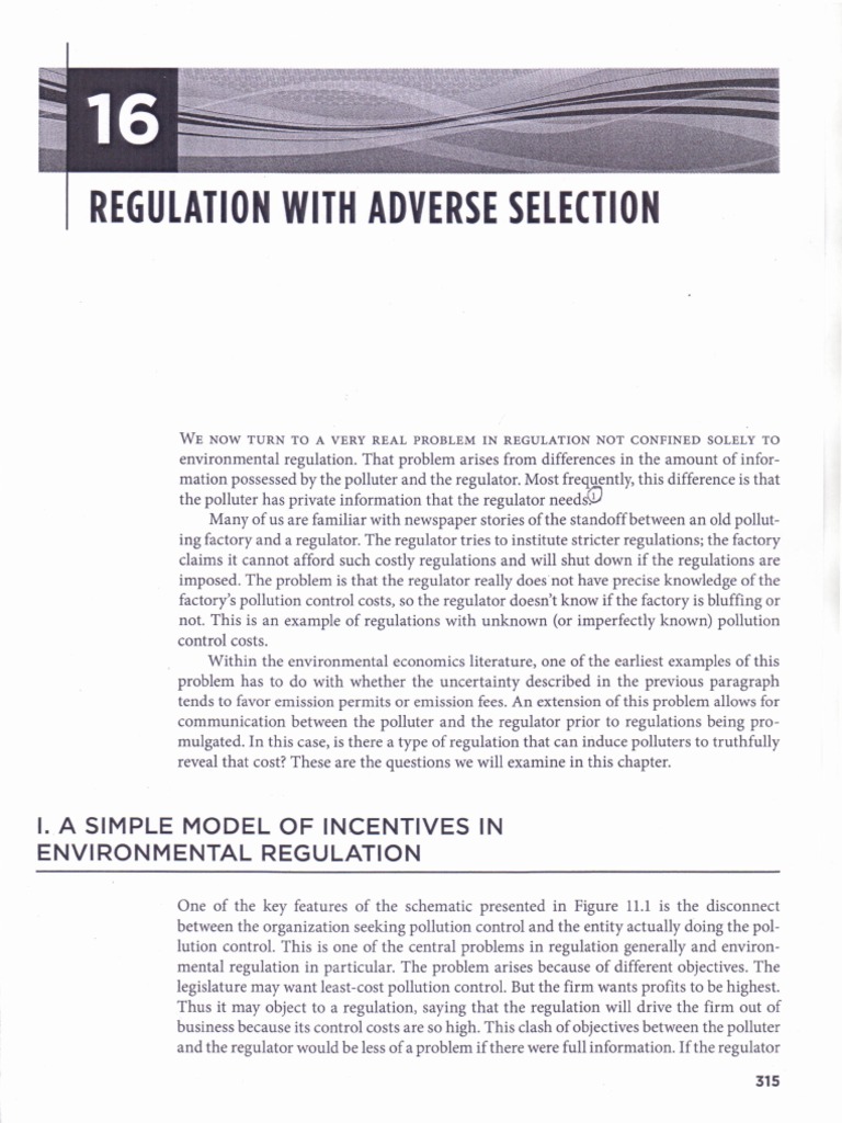 Kolstad Chapter 16 Adverse Selection | PDF | Emissions Trading | Pollution
