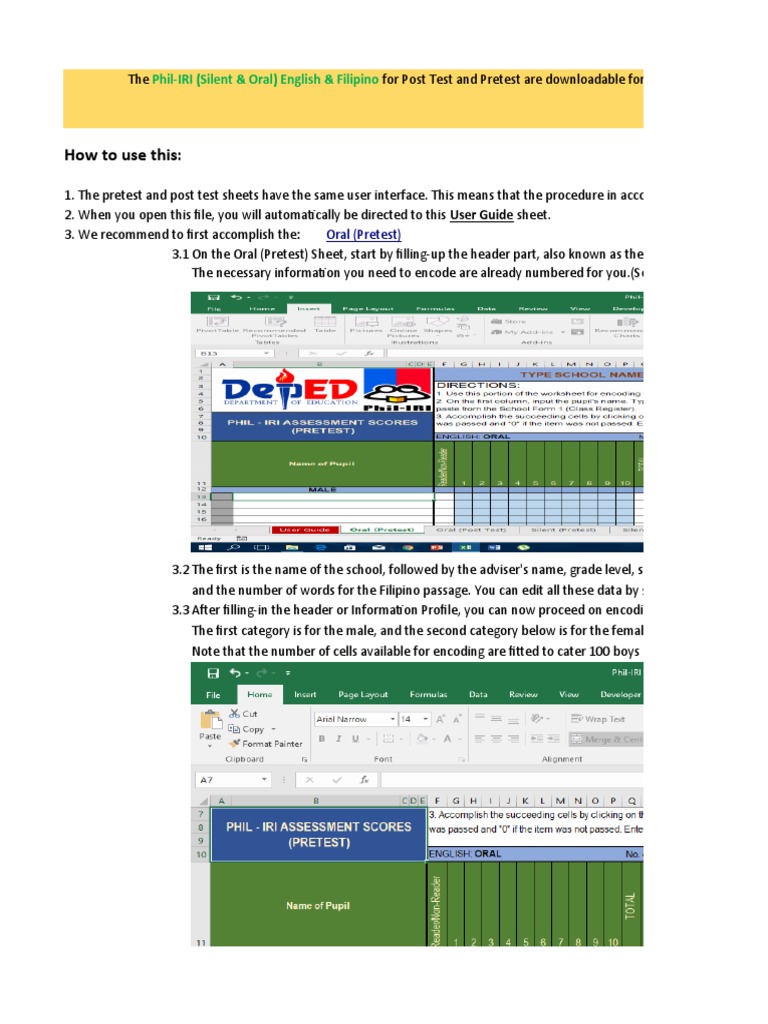G4-BANYAN Phil-Iri - Silent - Oral - English - Filipino | Download Free PDF | Microsoft Excel ...