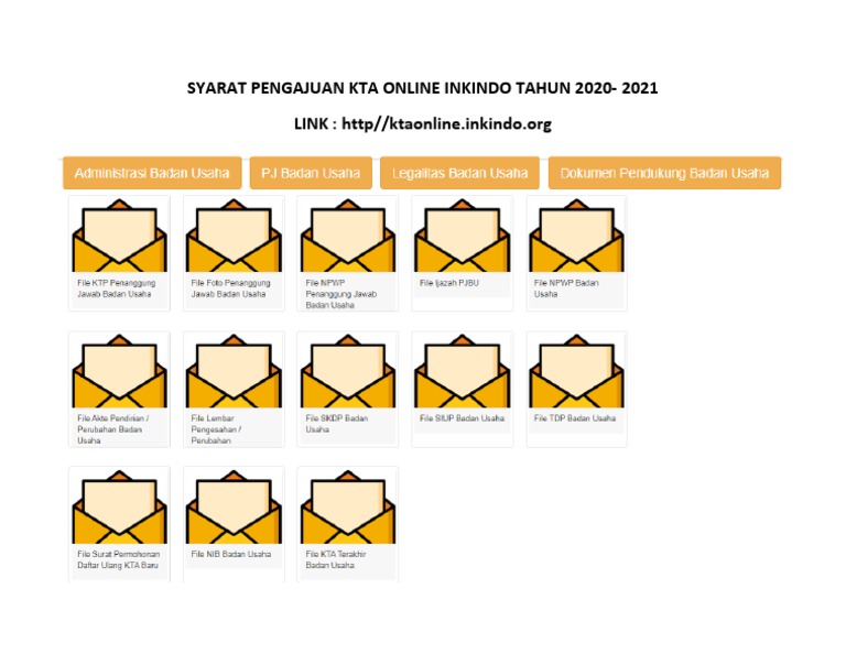 Syarat Pengajuan Kta Online Inkindo Tahun 2020-2021 | PDF