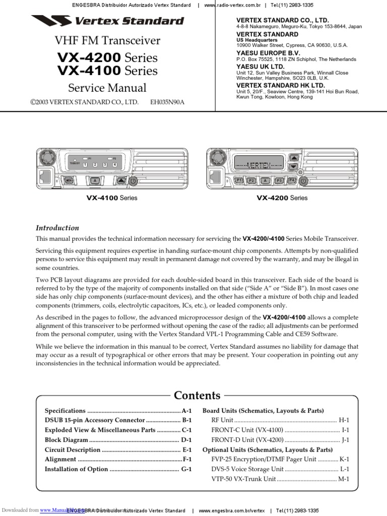 Yaesu Vertex VX 4100 4200 4204 Service Manual | PDF | Amplifier ...