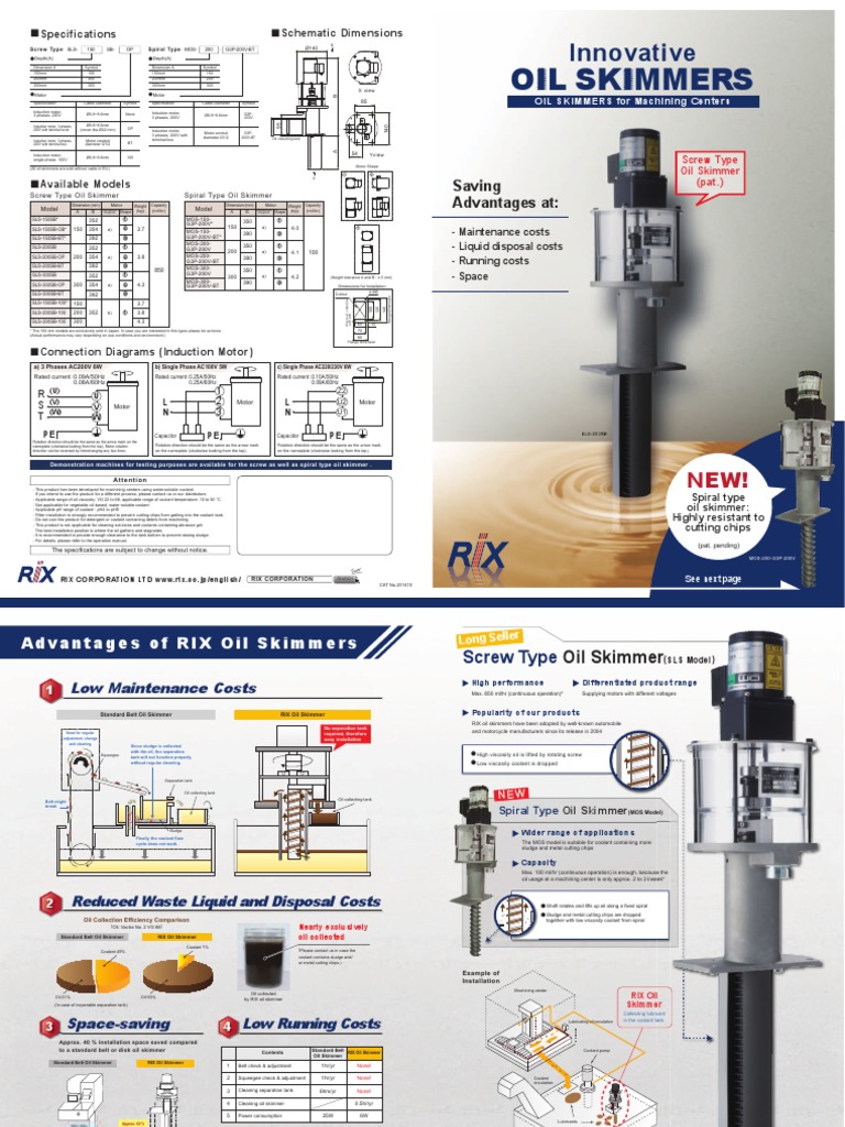 RIX Oil Skimmer Specifications and Benefits | PDF | Coolant ...