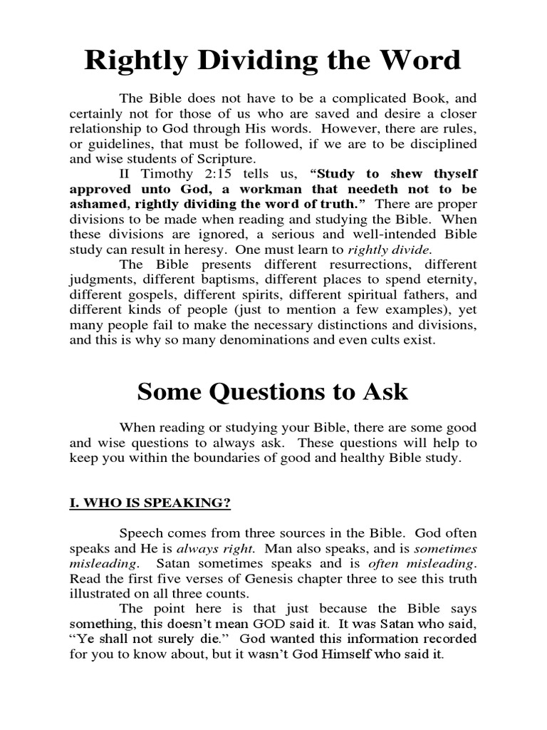 Rightly Dividing | PDF | Acts Of The Apostles | Book Of Genesis