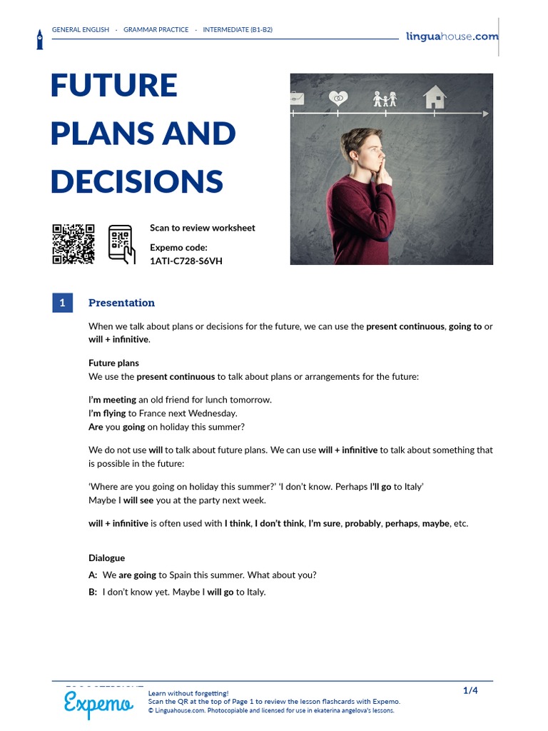 Future Plans and Decisions British English Teacher | PDF