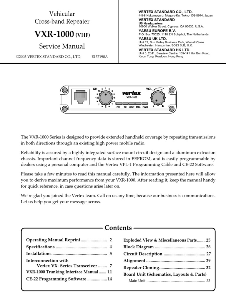 Yaesu Vertex VRX-1000 VHF Version Service Manual | PDF | Floppy Disk | Microphone