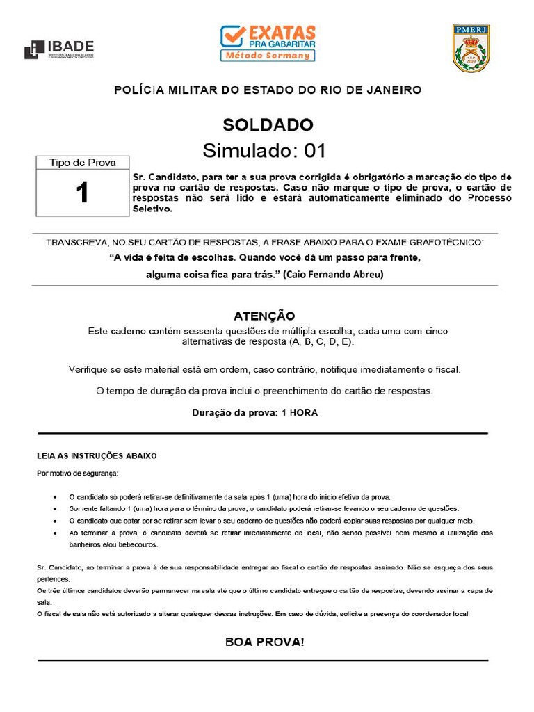 Pmerj 2023 Simulado Ibade 1 | PDF | Zoologia Pmerj 2023 Simulado Ibade 1 | PDF | Zoologia