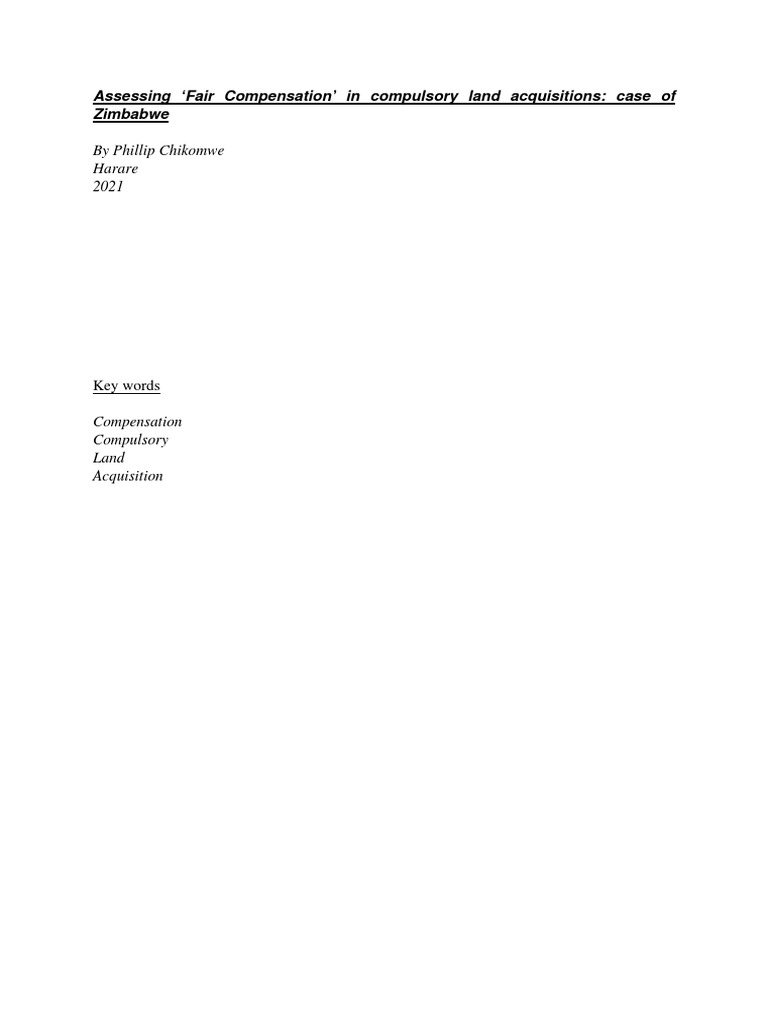 Article On Fair Compensation For Compulsorily Acquired Land | PDF ...