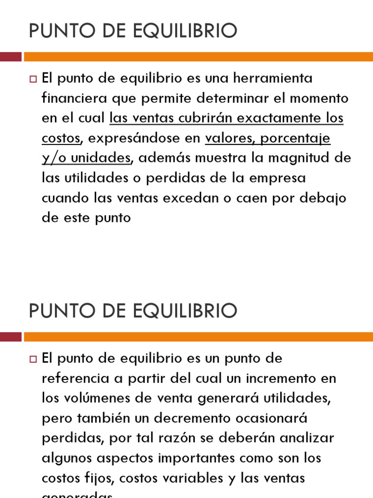 2.2 Punto de Equilibrio - Presentacion | Descargar gratis PDF | Business | Porcentaje