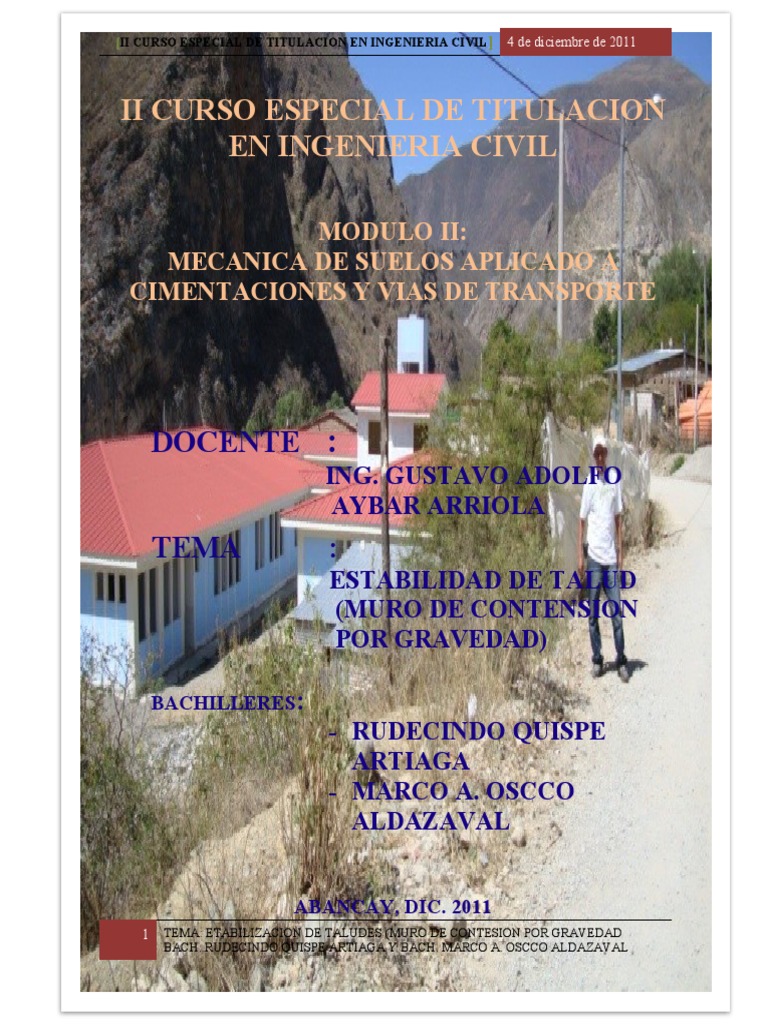 Trabajo Final (Estabilidad de Taludes) | PDF | Fundación profunda | Fuerza